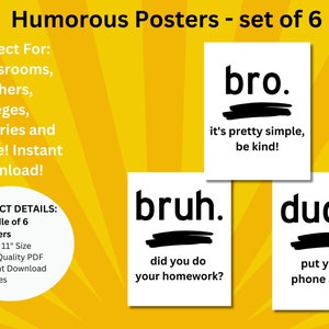 Bro, Bruh, Dude Classroom Posters, Educational Humor, Classroom Vibe ...