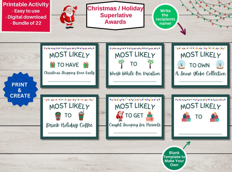 Christmas Superlative Award Certificate, Staff/office Party, Family or ...