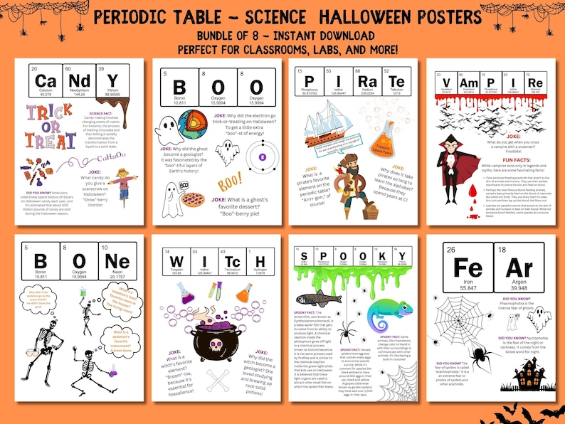 Periodic Table Halloween Science Posters, Halloween Decor, Classroom ...