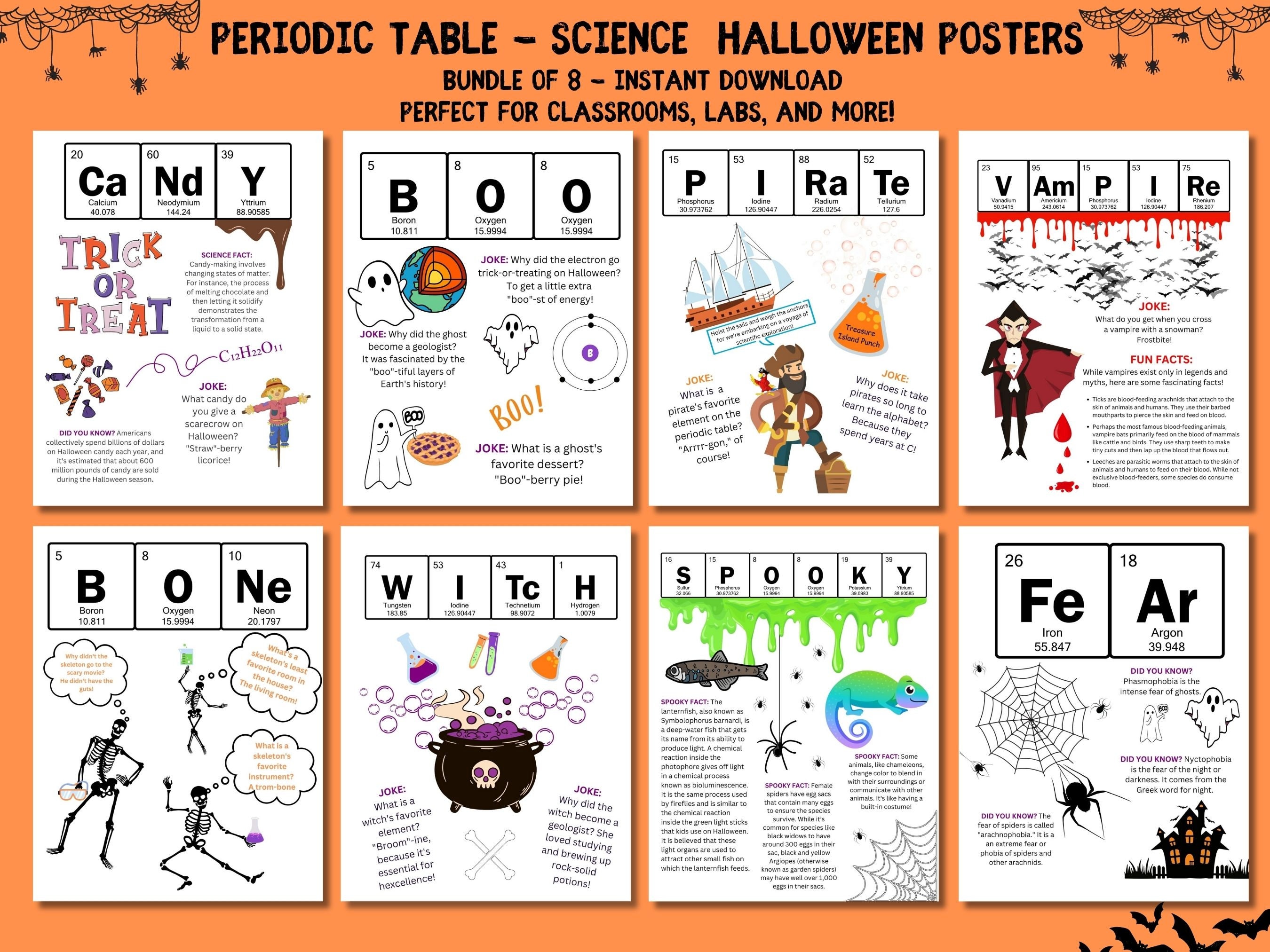 Periodic Table Halloween Science Posters, Halloween Decor, Classroom ...