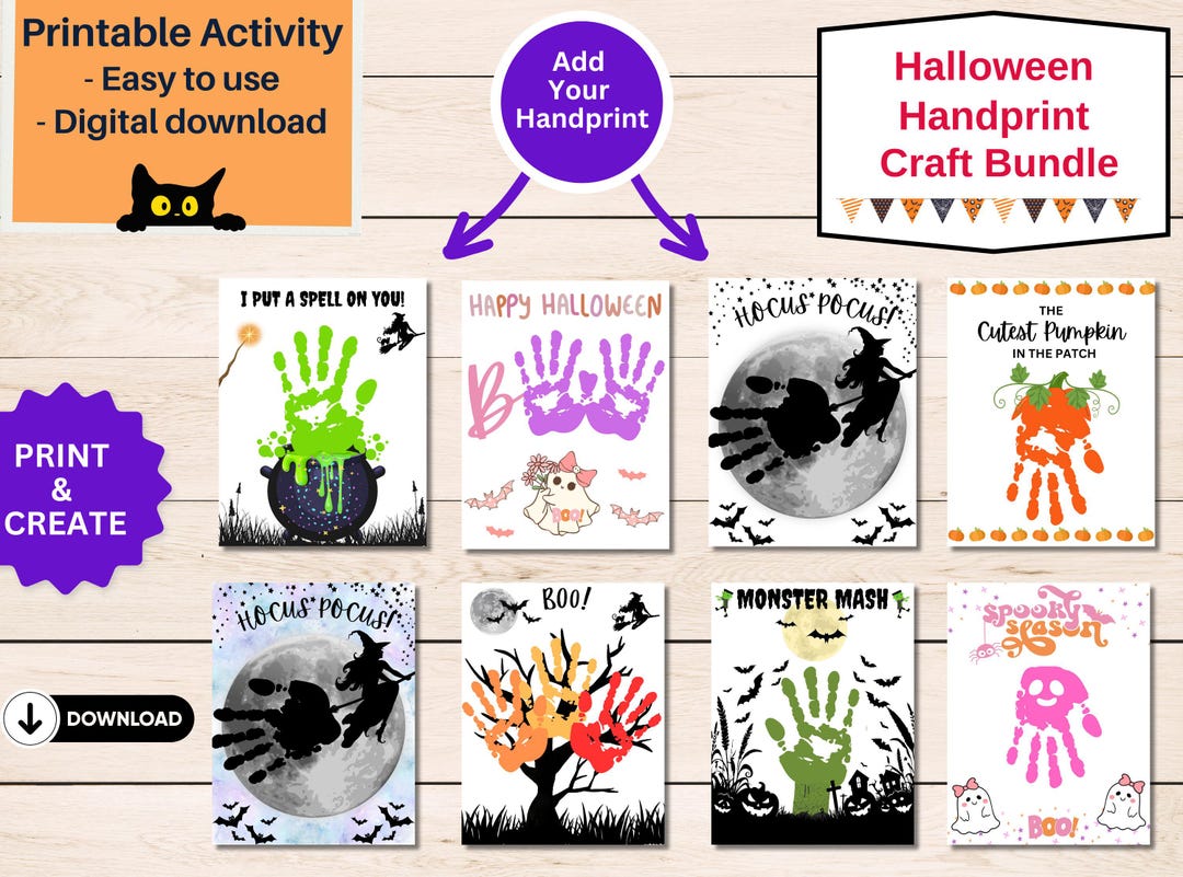 Halloween Fall Handprint Art Project, Handprint Craft, Printable ...