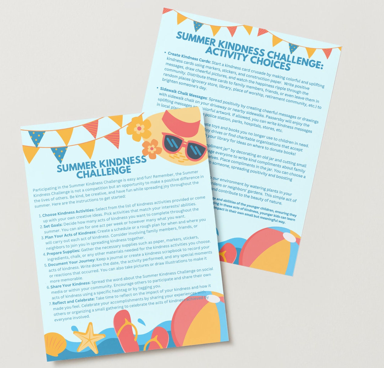 Summer Kindness Challenge for Kids Instant Printable/download - Etsy