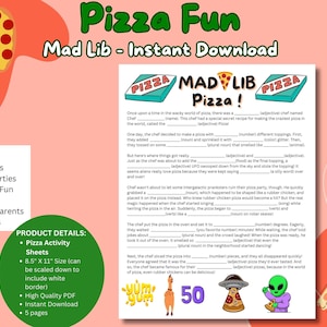 Pizza-themed Fun Activities Bundle: Mad Lib, Word Scramble, and Word ...