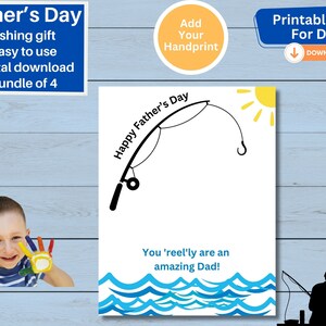 Father's Day Fishing Handprint, Personalized Gift for Dad, Daddy's ...