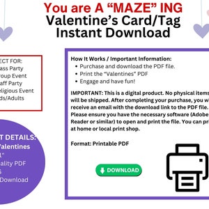 You Are A"maze"ing Printable Valentine's, Classroom Valentine's ...