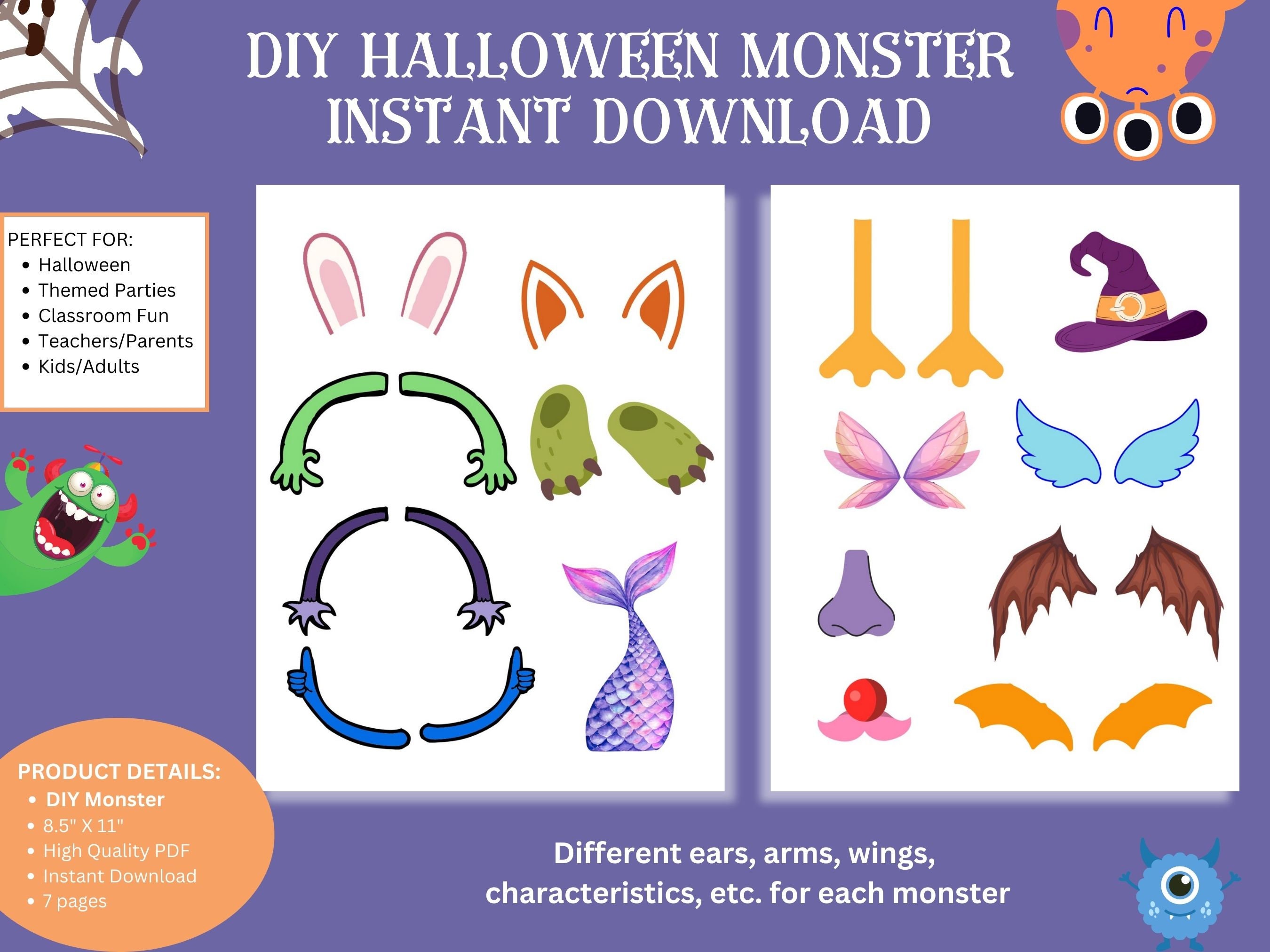 DIY Monster Creation Bundle, 40 Monster Traits Included, Classroom ...