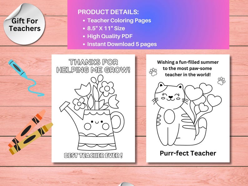 Teacher Thank You Coloring Pages, End of Year Teacher Gift From Student ...