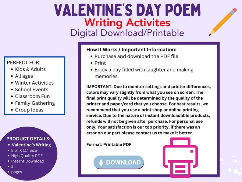 Valentine's Writing Pack: Acrostic Poem, Hearts of Love, & Expressive ...