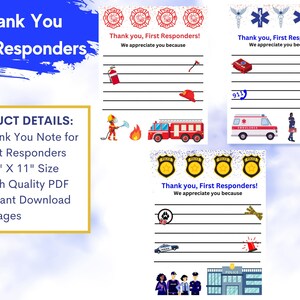 First Responder Thank You Notes - Instant Download & Print, Police, EMS ...