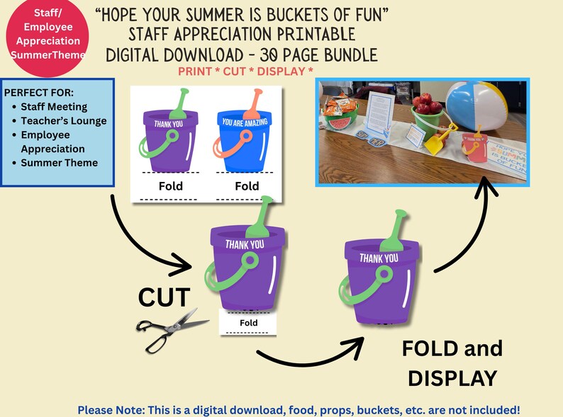 Staff Appreciation Buckets of Fun Printable, End of Year Teacher ...