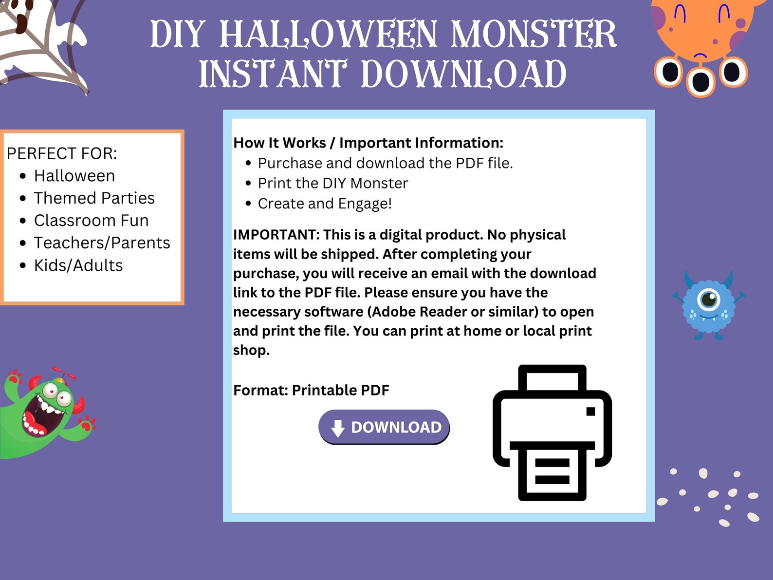 DIY Monster Creation Bundle, 40 Monster Traits Included, Classroom ...