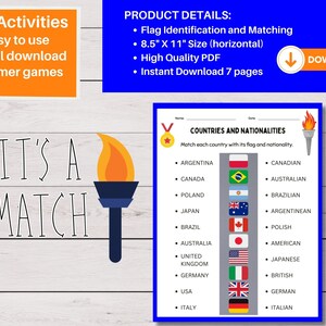 Flag Identification Activity Bundle, Summer Games 2024, Word Scramble ...