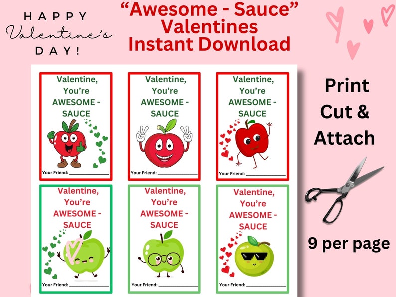 AWESOME-SAUCE Valentine's: Digital Download for Kids' Applesauce ...