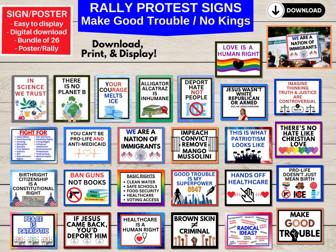Rally Protest Signs Bundle, Digital Download , Make Good Trouble No ...