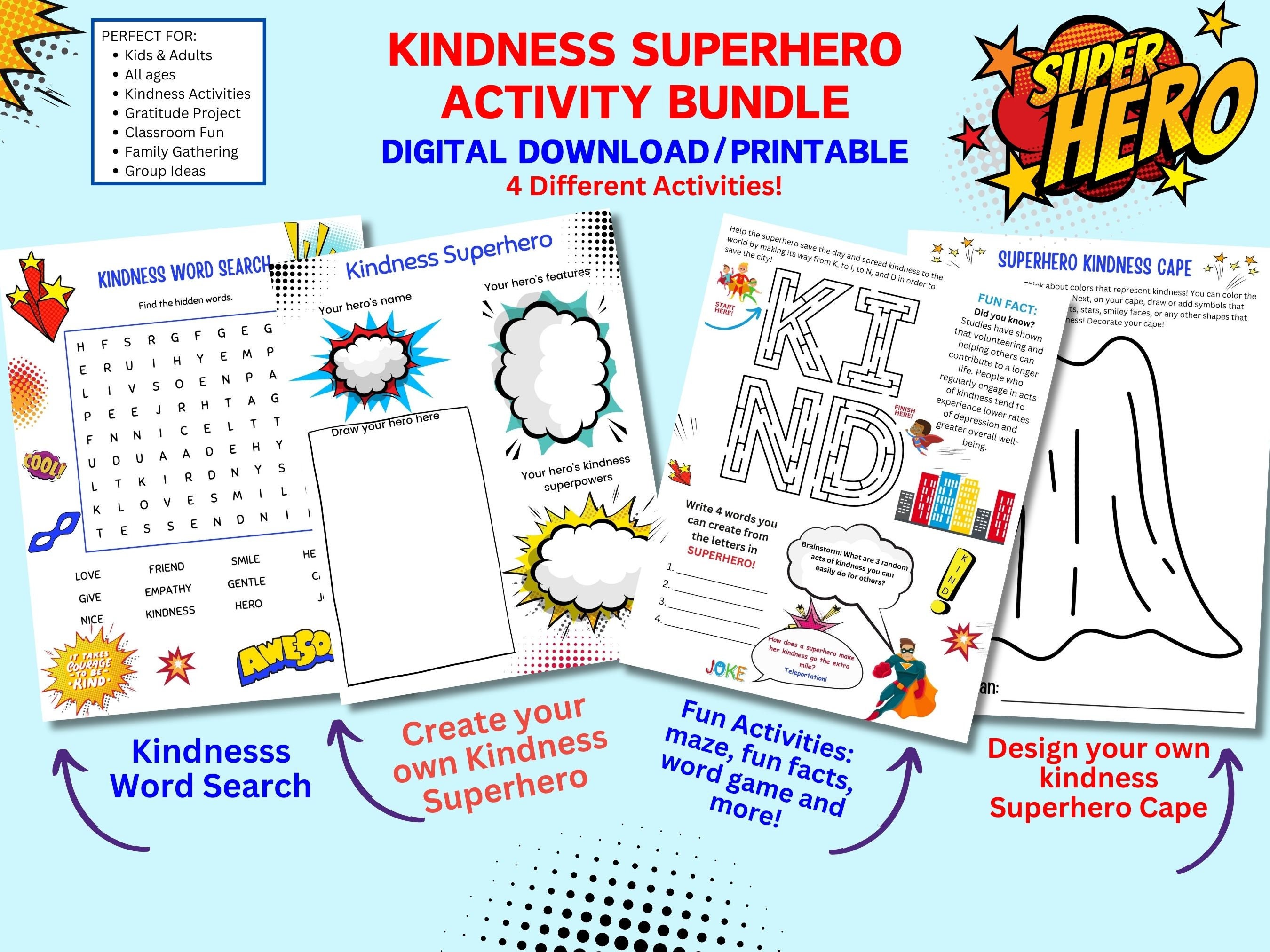 Kindness Superhero Activity Bundle, Create Your Own Hero, DIY Activity ...