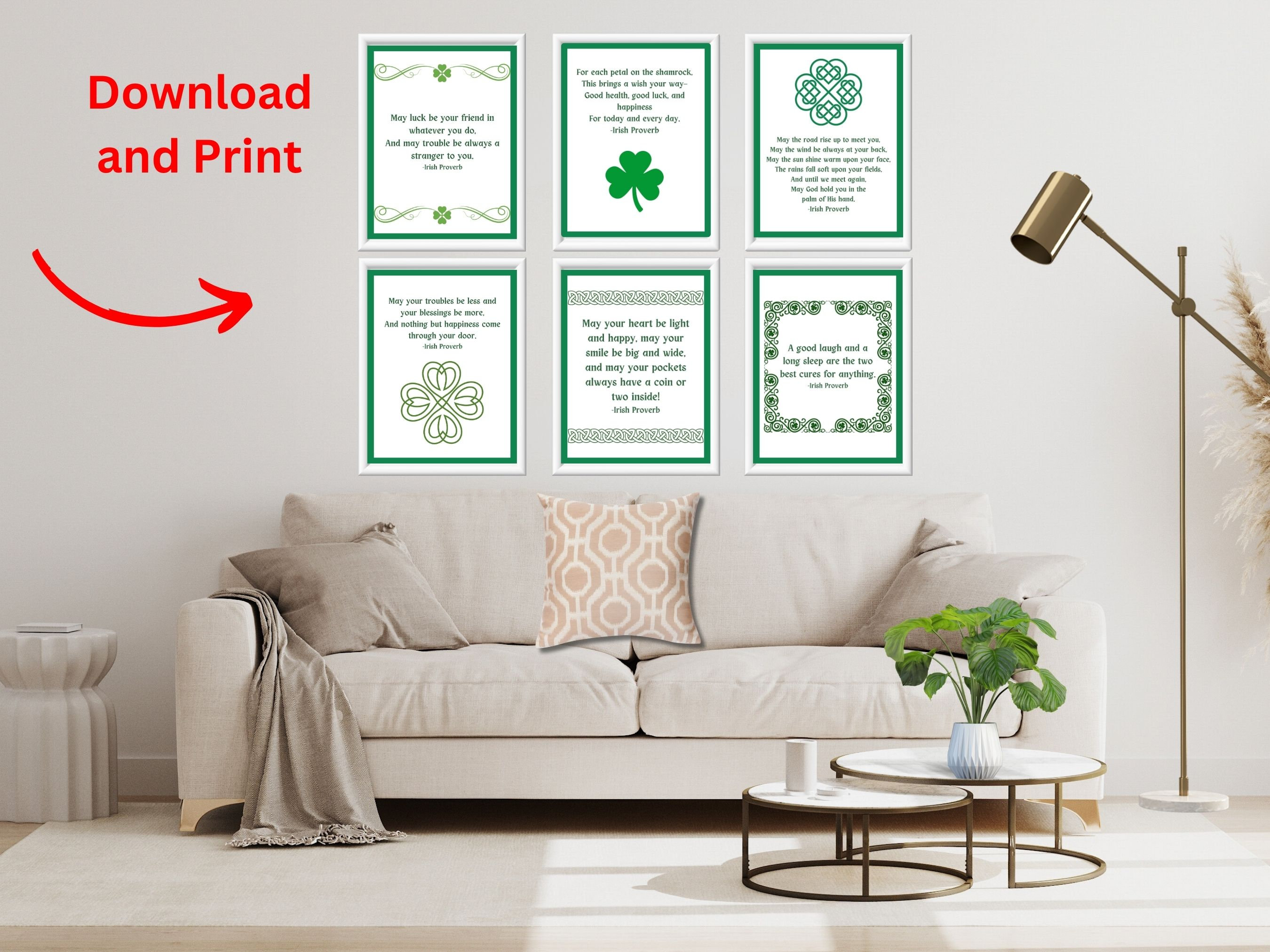 Wall Art, Irish Proverbs Display Prints, Irish Blessing, Saint Patrick ...