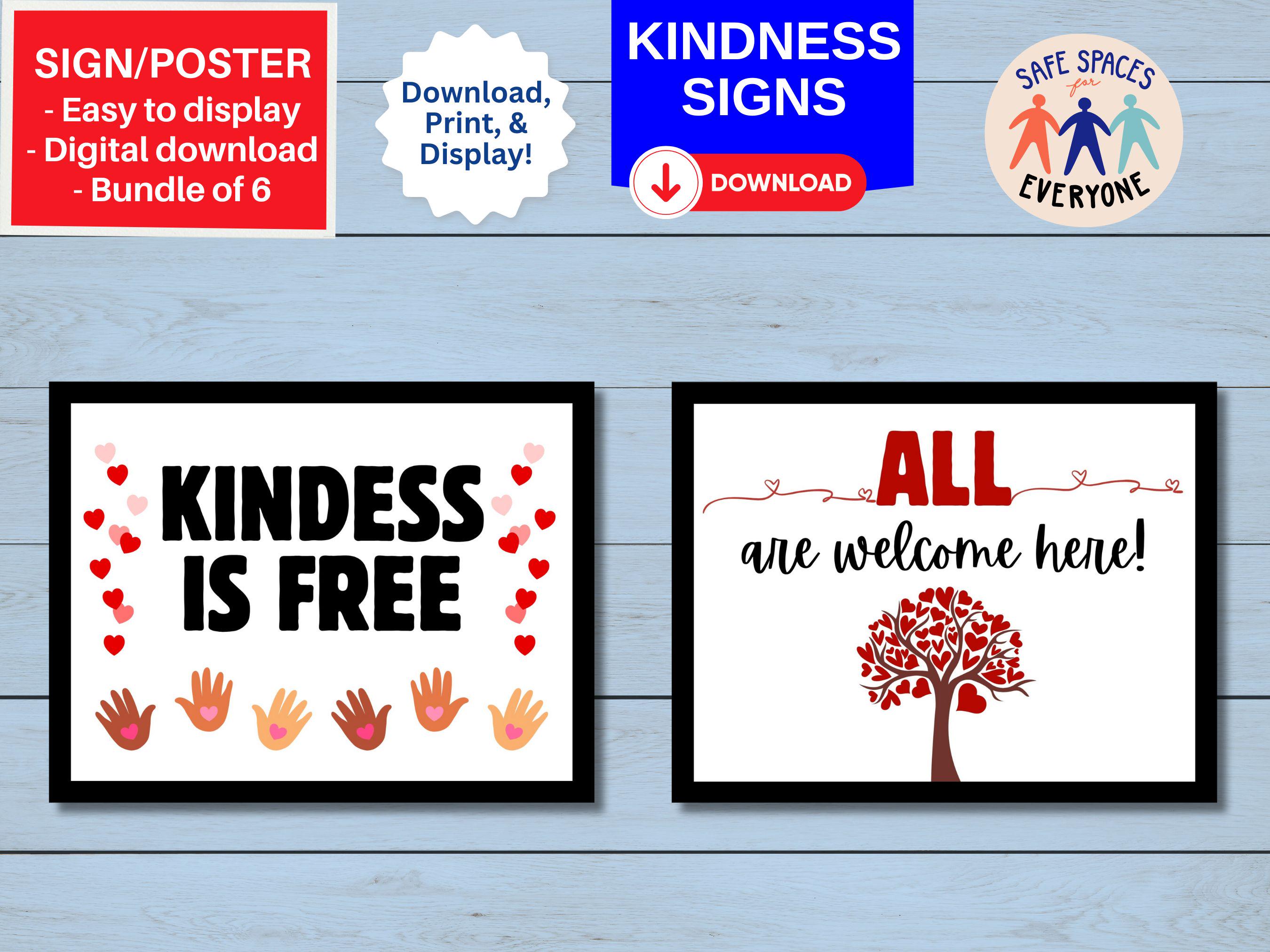 Kindness and Inclusion Signs, Digital Download, Everyone is Welcome ...