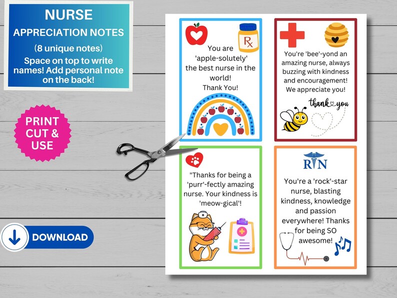 Nurse Appreciation Notes, Thank You, School Nurse, RN, LPN, CNA ...
