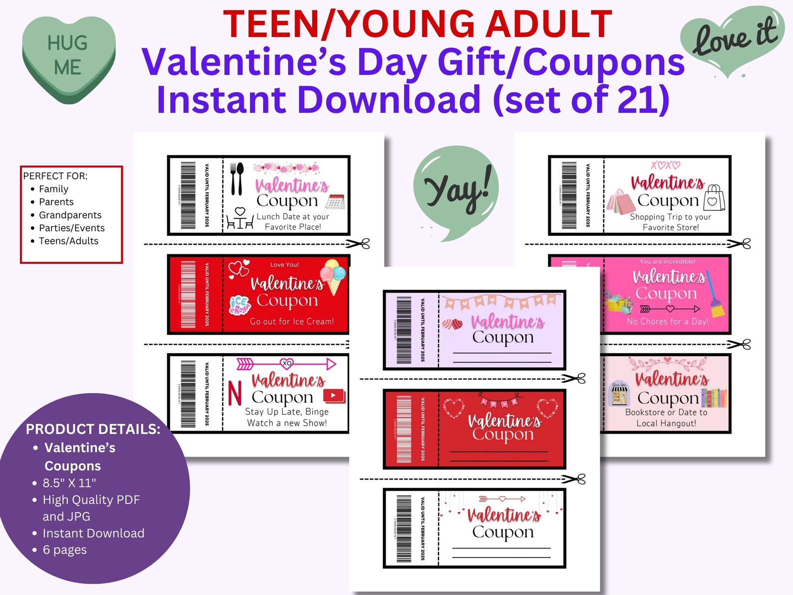 TEEN/YOUNG ADULT: Valentine's Day Coupons/gift - 21 Coupons, Vday Gift ...