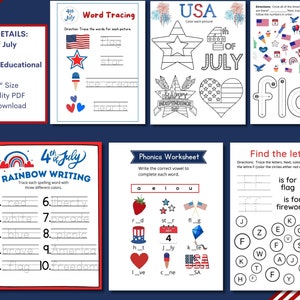 4th of July Activity Bundle for Learners - Phonics, Letter Tracing ...