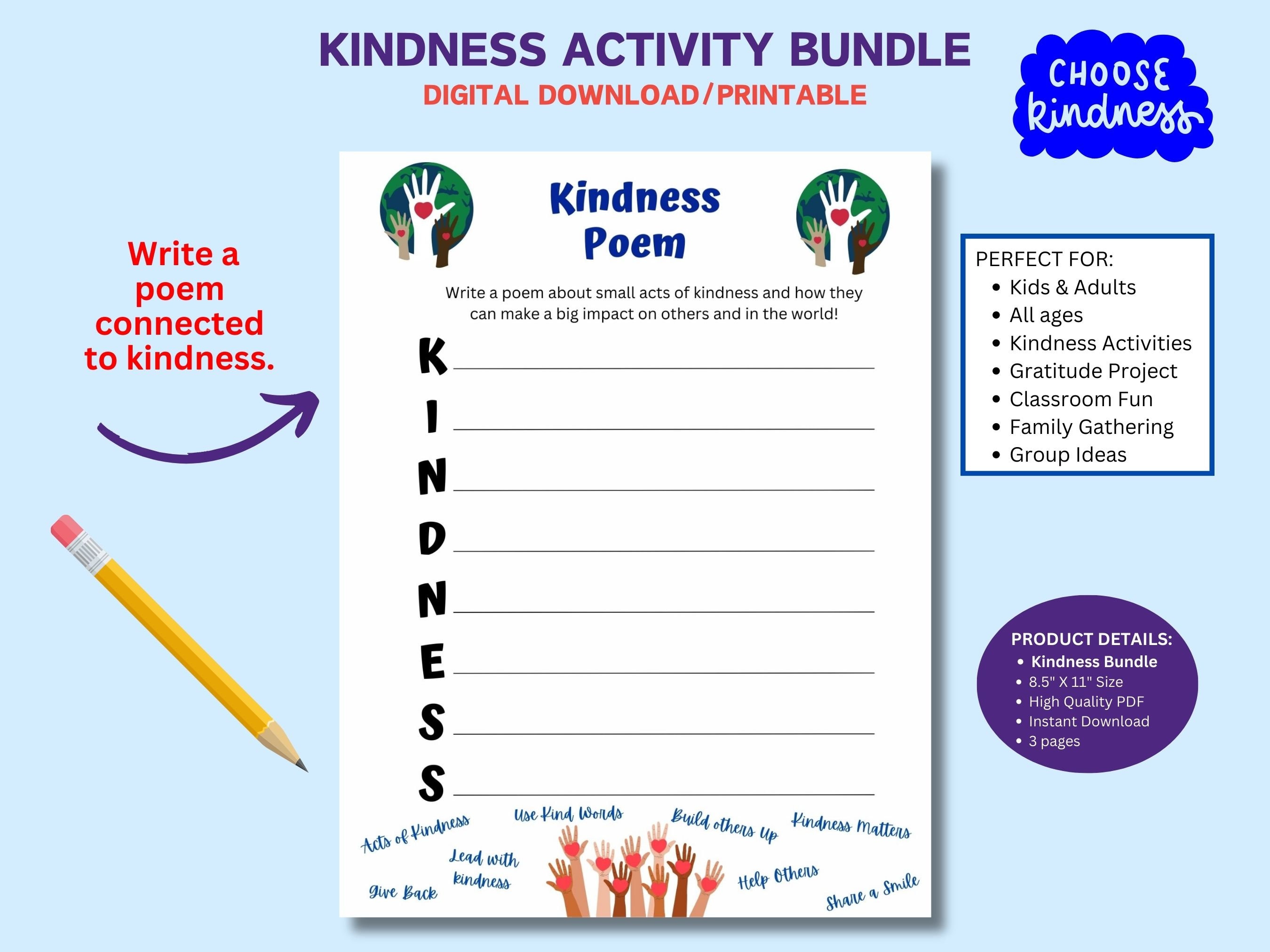 Kindness Activity Bundle, World/national Kindness Day, Class/family ...
