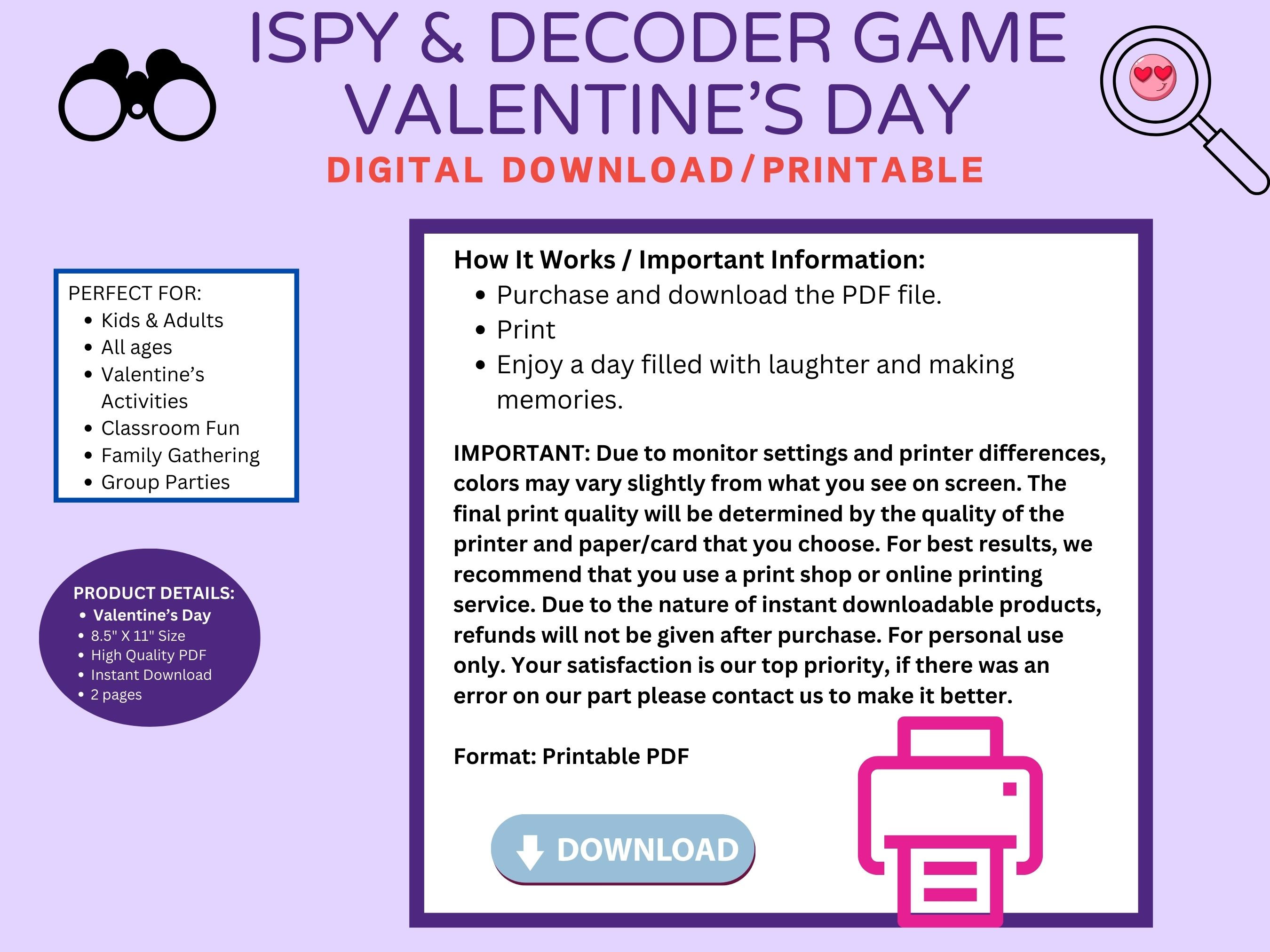 Valentine's Day Games: Interactive I Spy & Decoder Puzzle Set, Brain ...