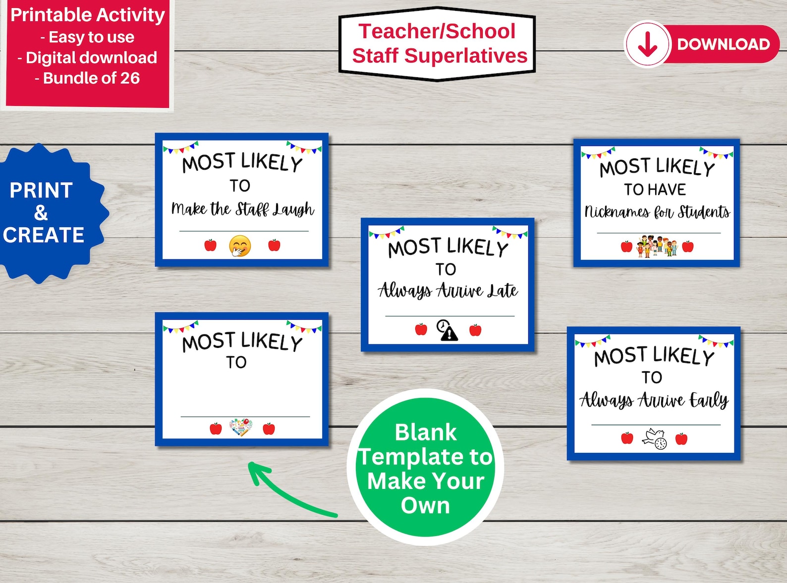 Teacher/staff Superlative Awards, School Party, Funny Teacher ...