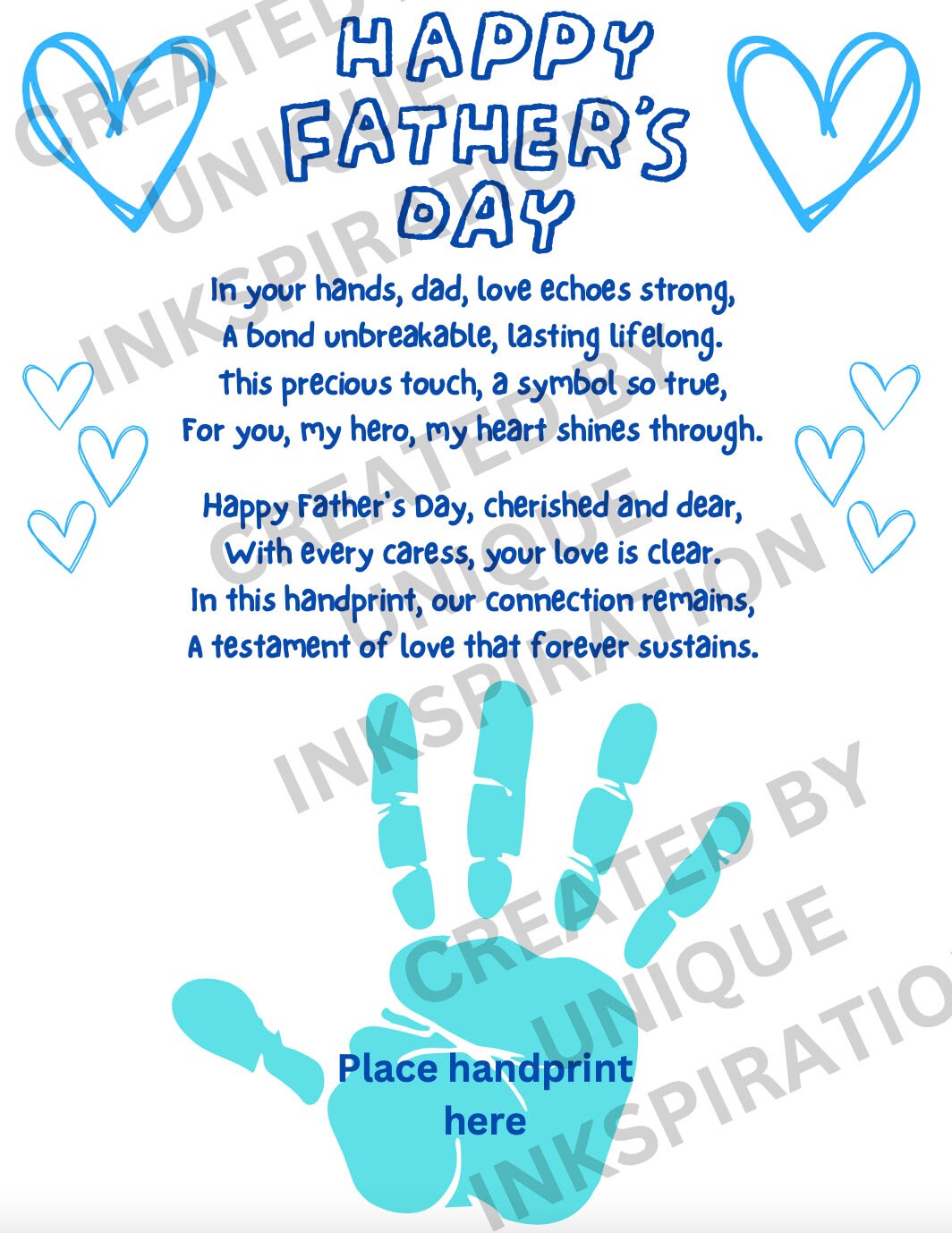 Handprint Poem Father's Day - Printable/download, Gift for Dad, Daddy ...