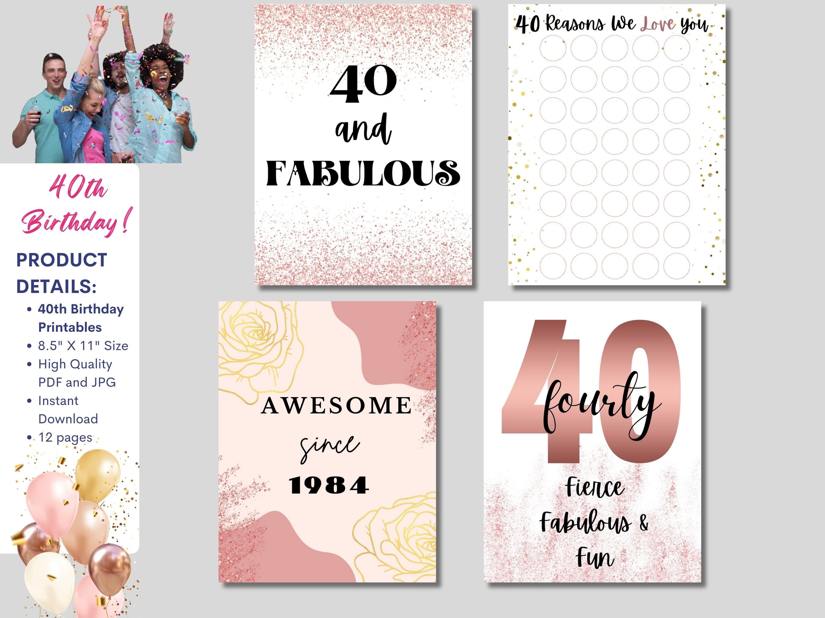 40th Birthday Printable, Digital Download, 12 Designs, Vintage 1984 ...