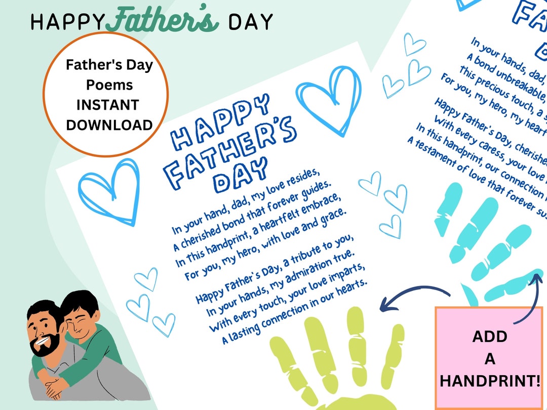 Handprint Poem Father's Day - Printable/download, Gift for Dad, Daddy ...