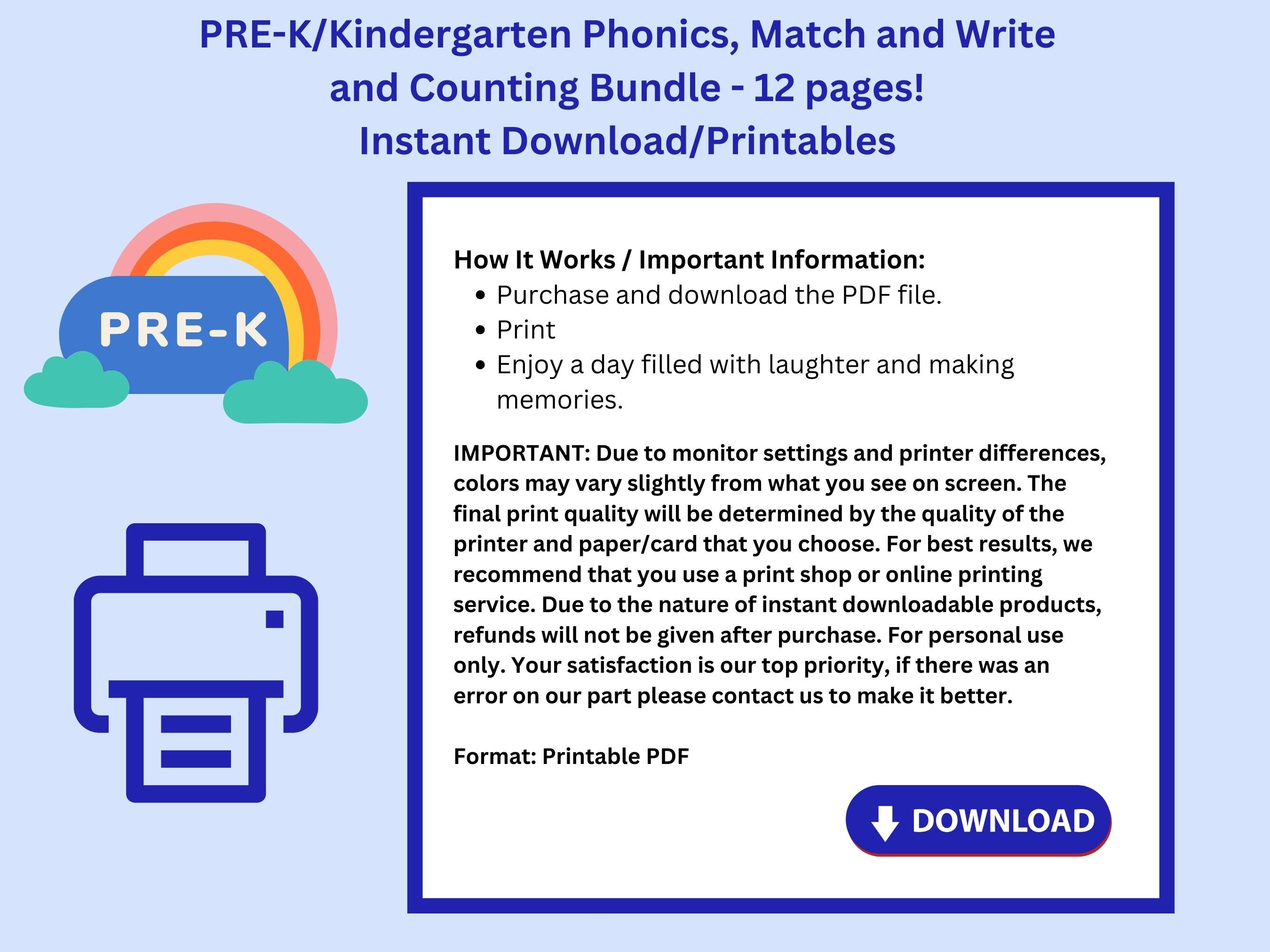 Pre-k, Kindergarten Phonics, Tracing, and Counting Bundle, Valentine's ...