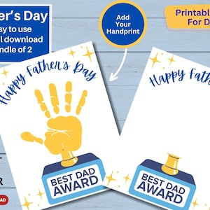 Father's Day Printable, Fathers Day Gift, Handprint Art, Best Dad Award ...