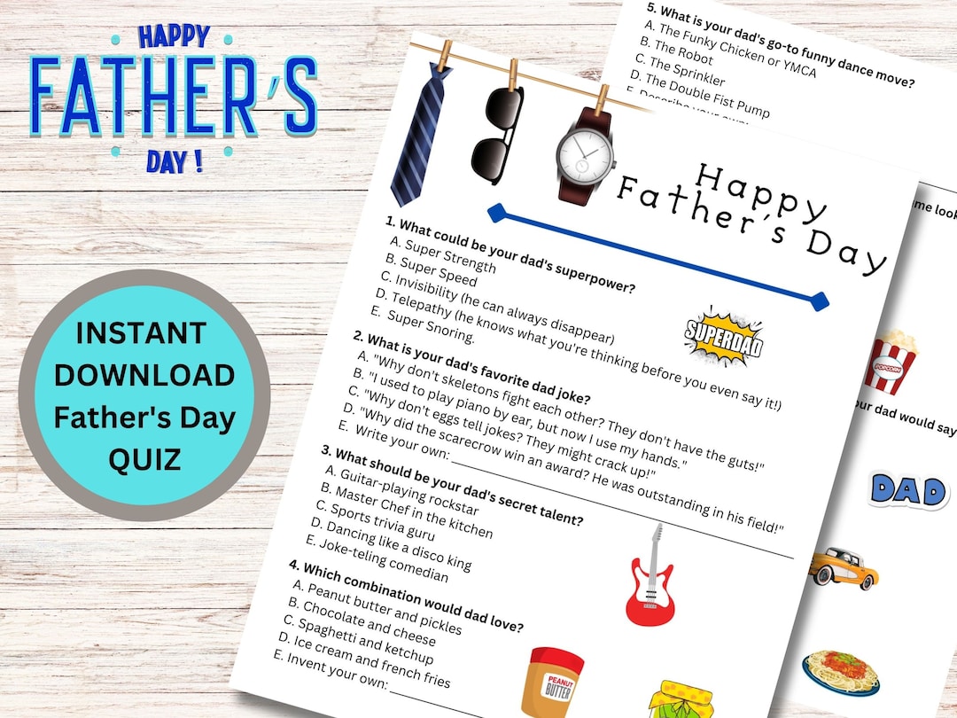 Unique Father's Day Quiz - Discover Hilarious Secrets About Your Dad ...