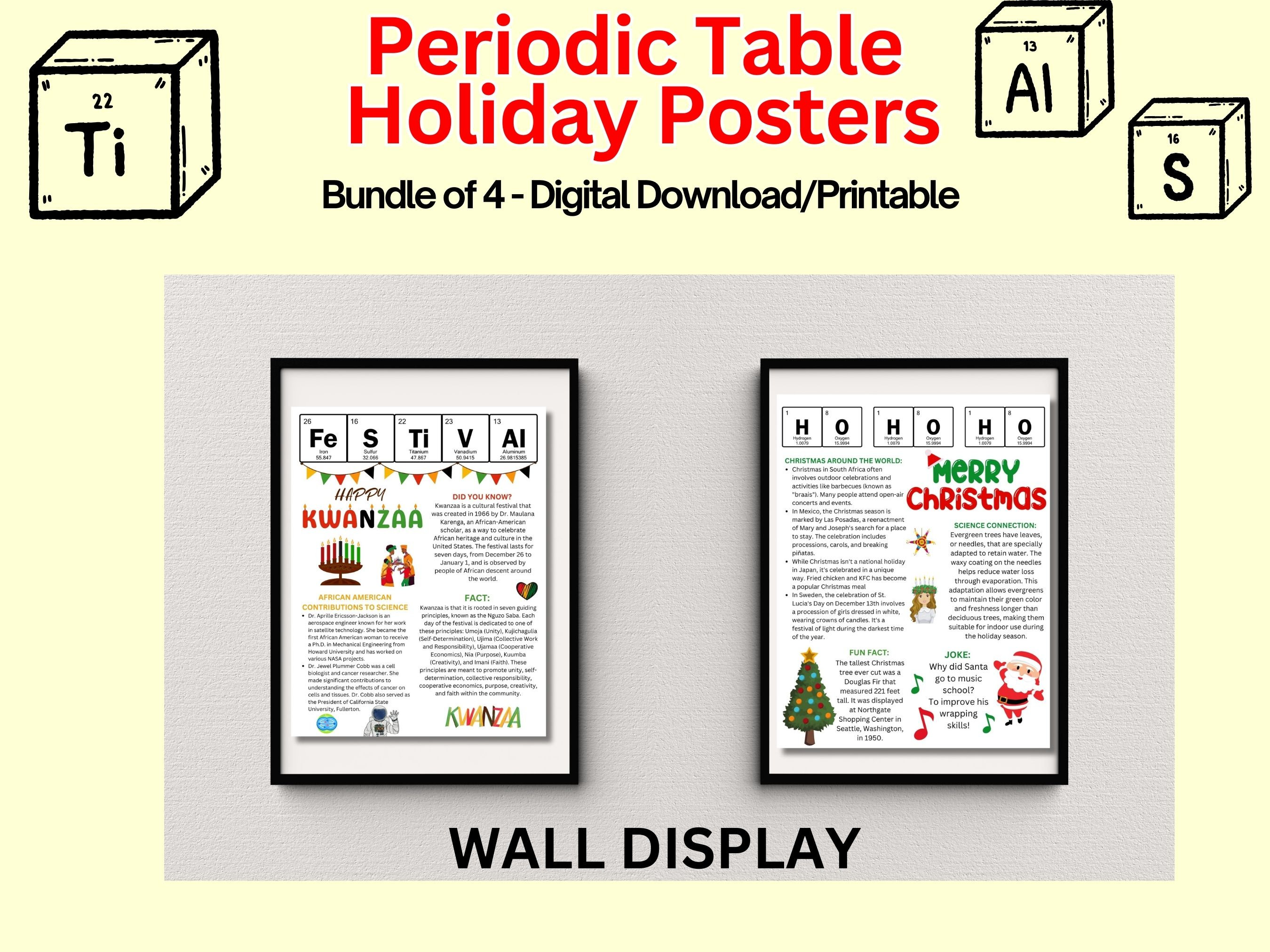 Periodic Table Multicultural Holiday Prints, Classroom Poster, Gift ...