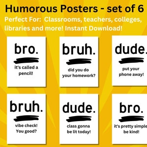 Bro, Bruh, Dude Classroom Posters, Educational Humor, Classroom Vibe ...