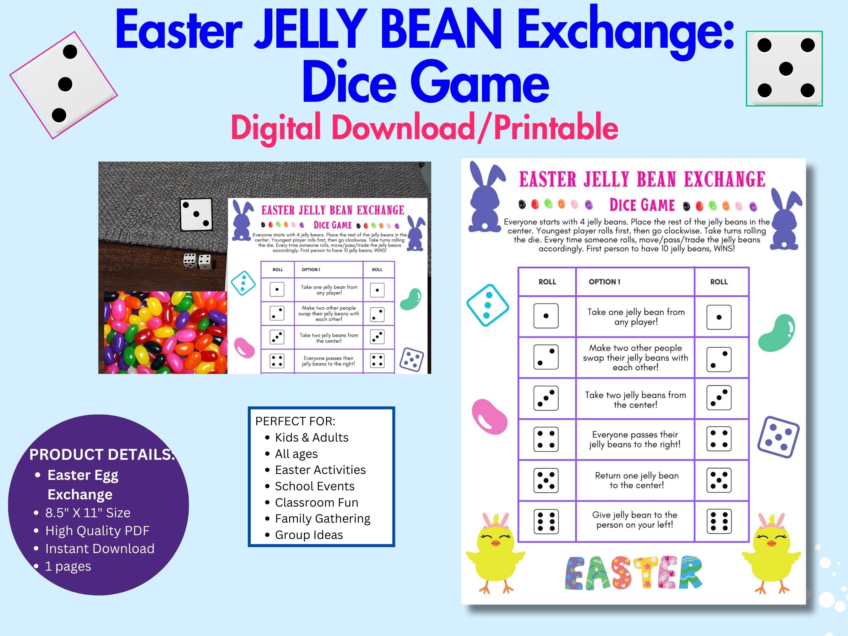 Easter Jellybean Exchange Dice Party Game, Class/family Activity, Group ...