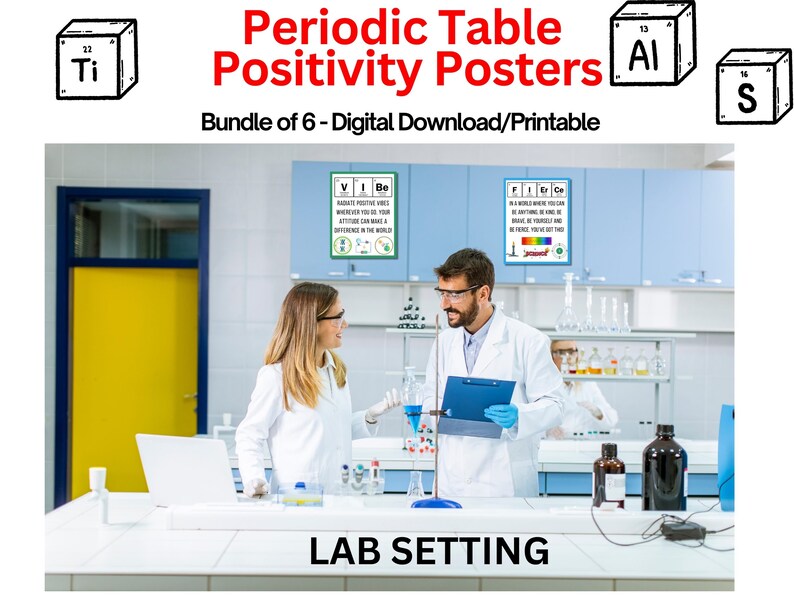 Periodic Table Poster Set, Positive Vibes, Science, STEM, Printable ...