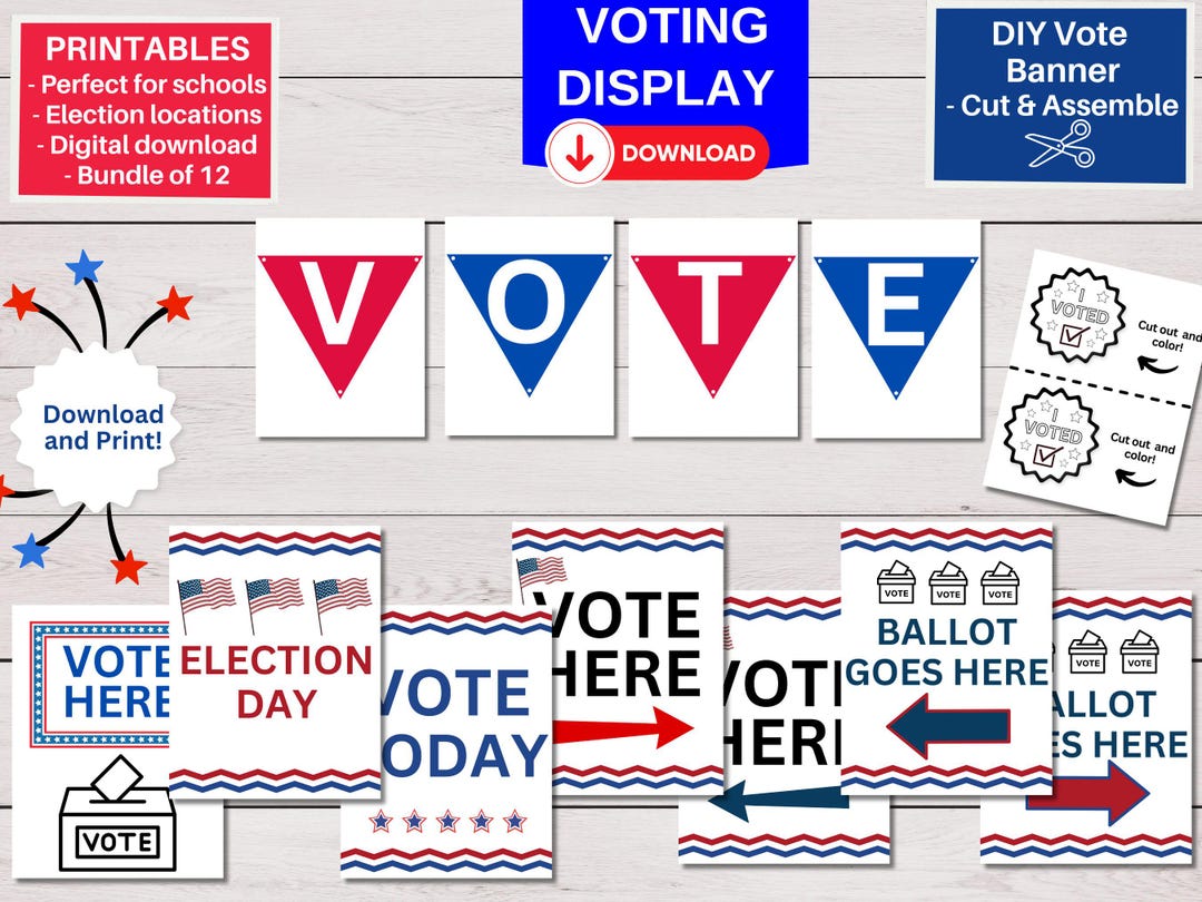 Voting Sign Display, Election/polling Signs, DIY Vote Banner, Mock ...