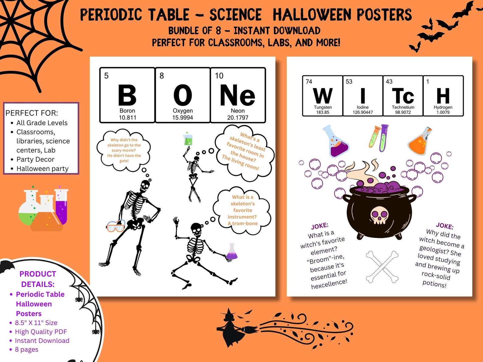 Periodic Table Halloween Science Posters, Halloween Decor, Classroom ...