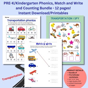 Pre-k/kindergarten Education Bundle, Phonics, Match & Trace Letters ...
