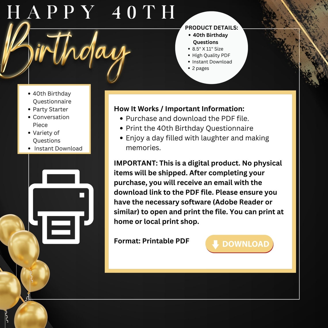 40th Birthday Questionnaire, How Well Do You Know the Birthday Girl ...