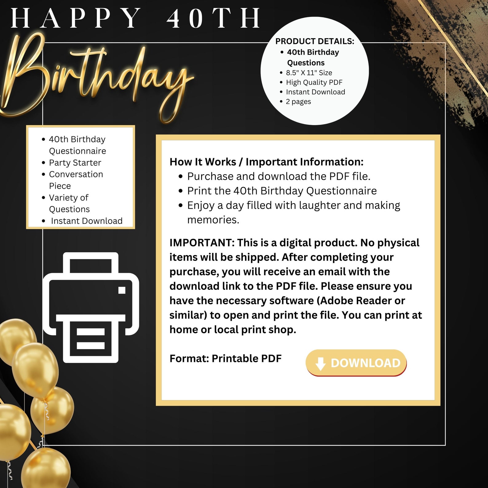 40th Birthday Questionnaire, How Well Do You Know the Birthday Girl ...