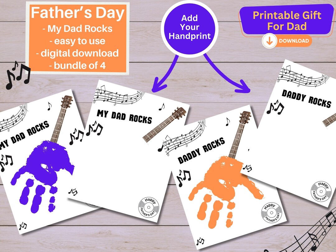 Father's Day Handprint Gift, My Dad Rocks, Daddy Rocks, Gift for Dad ...