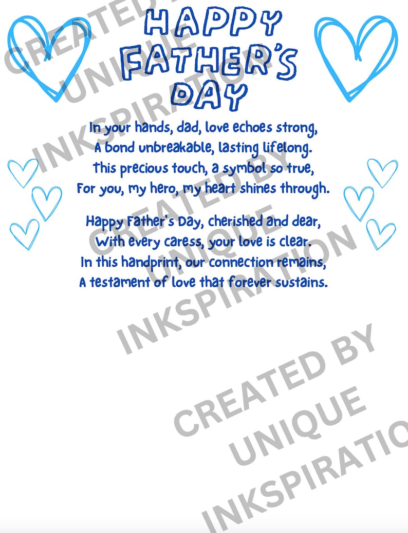 Handprint Poem Father's Day - Printable/download, Gift for Dad, Daddy ...