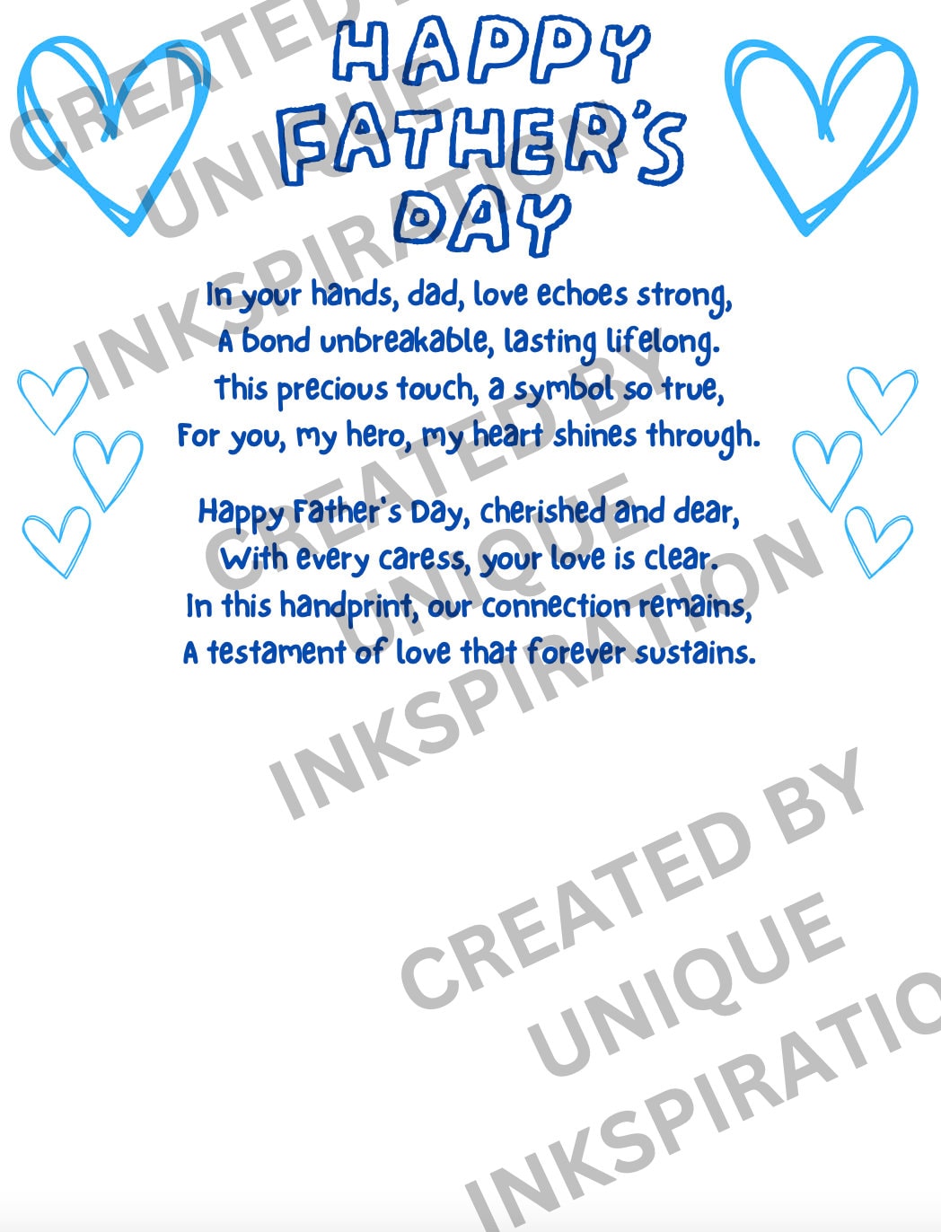 Handprint Poem Father's Day - Printable/download, Gift for Dad, Daddy ...