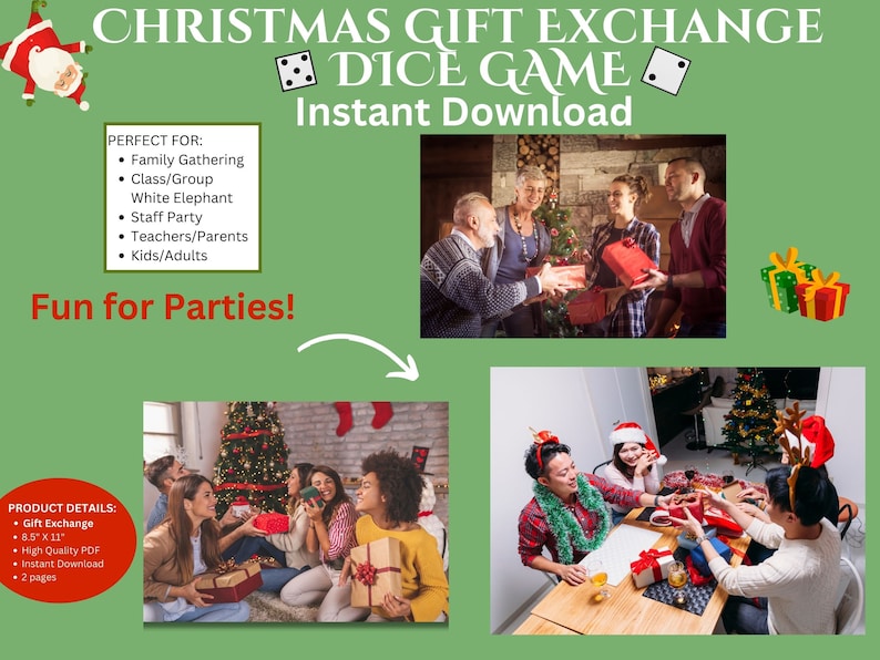 Christmas Gift Exchange Dice Game, White Elephant Exchange, Gift Swap ...