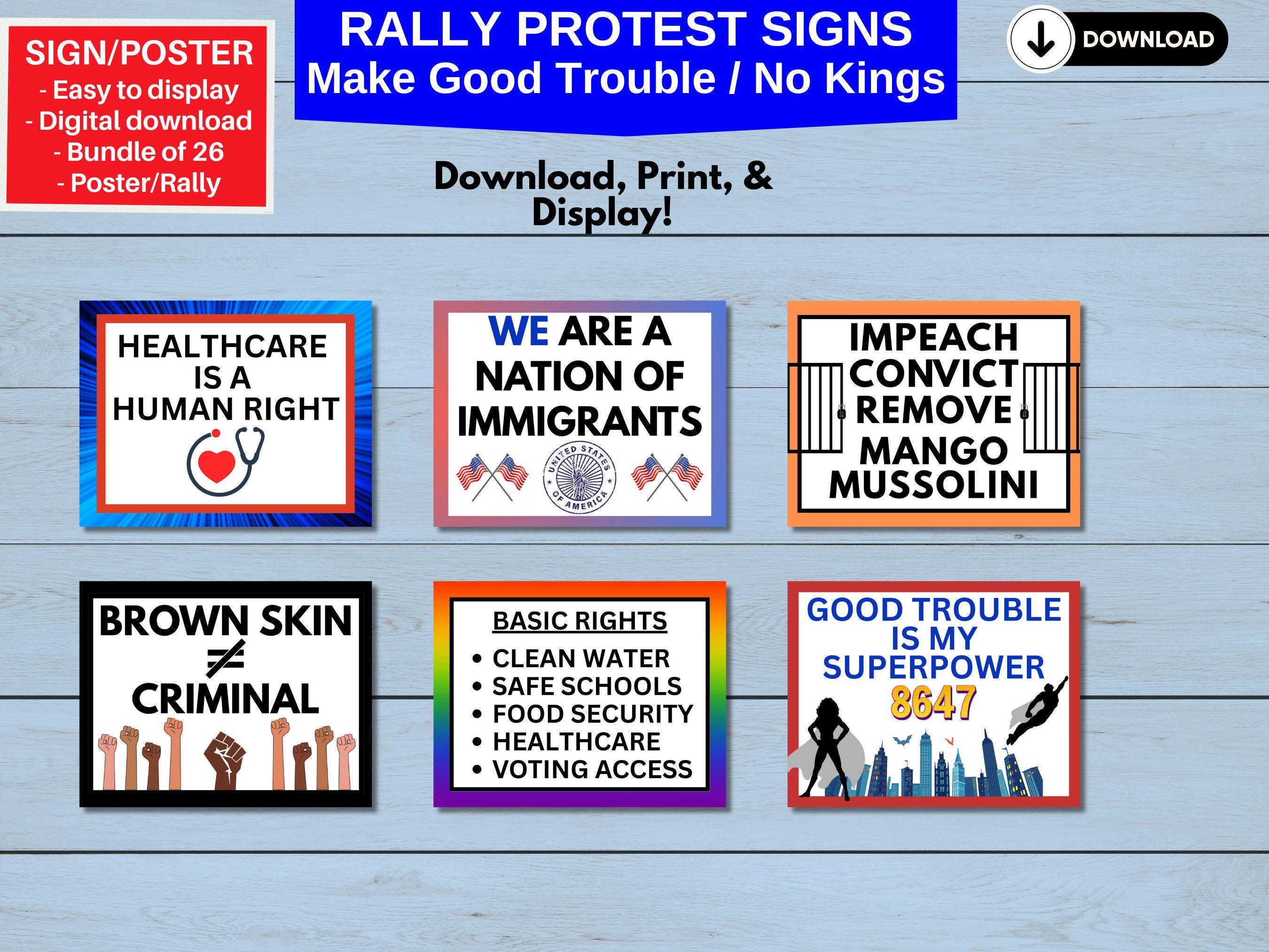 Rally Protest Signs Bundle, Digital Download , Make Good Trouble No ...