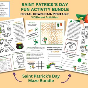 Saint Patrick's Day Fun Pack, Maze Bundle, Variety of Puzzles, Class ...