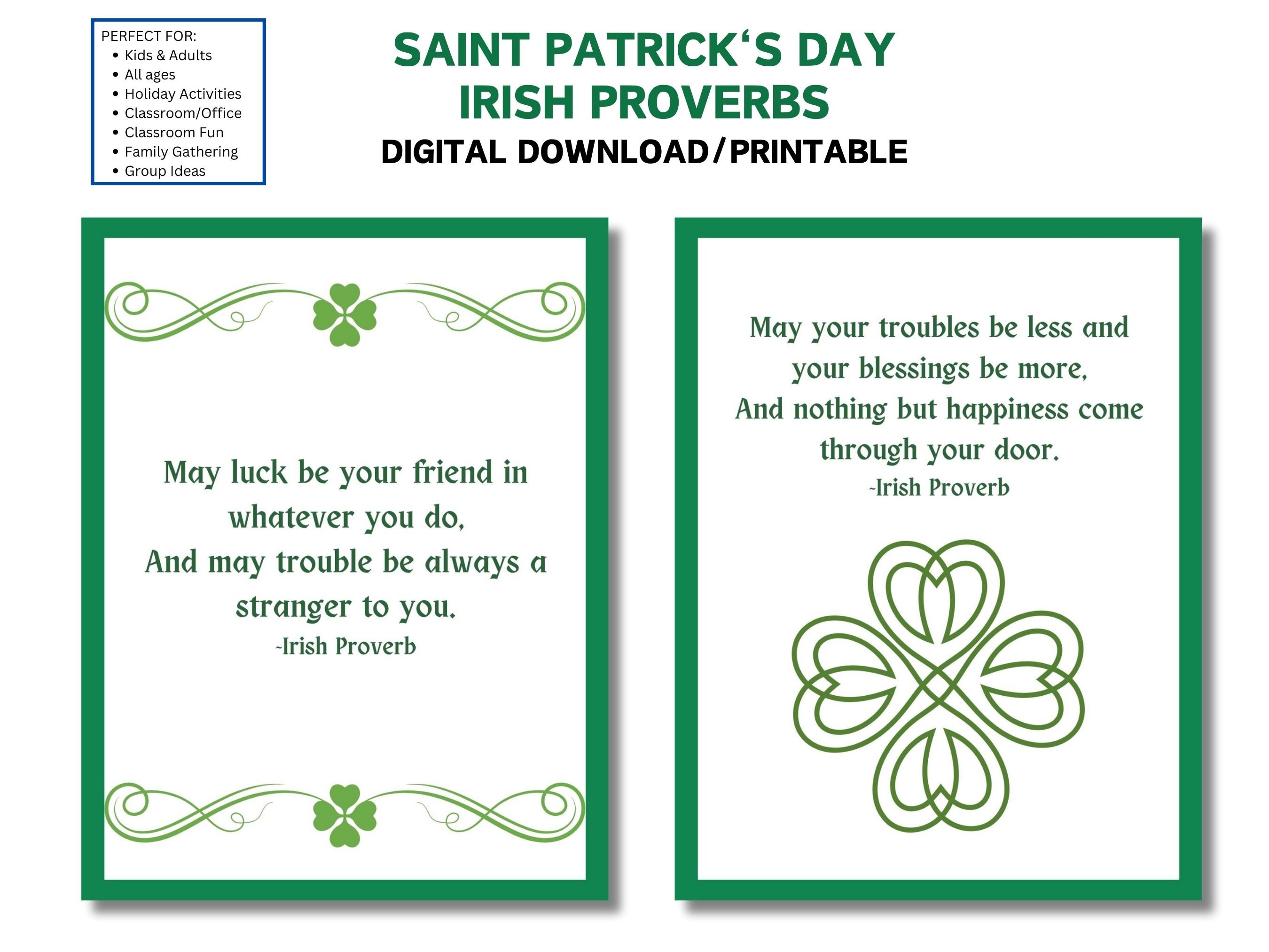 Wall Art, Irish Proverbs Display Prints, Irish Blessing, Saint Patrick ...