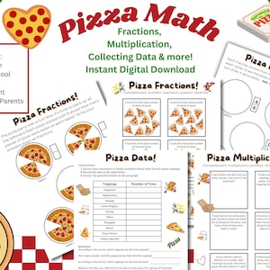 Pizza Math Worksheets, Fractions, Multiplication, Data Collection ...